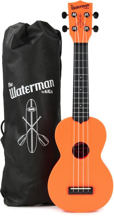 Kala Waterman Beach Collection Soprano Ukulele - Sunset Orange | Sweetwater
