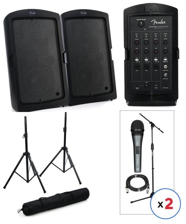 Fender Audio Passport Conference S2 Portable PA System 2 Person Bundle ...