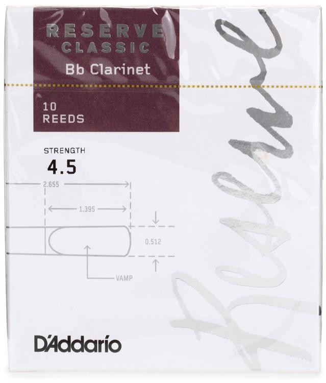 D'Addario DCT1045 Reserve Classic Bb Clarinet Reed - 4.5 (10-pack ...