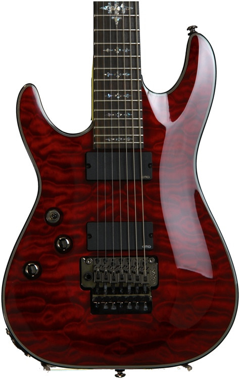 Schecter Damien Elite-7 Left-handed w/Floyd Rose - Crimson Red | Sweetwater