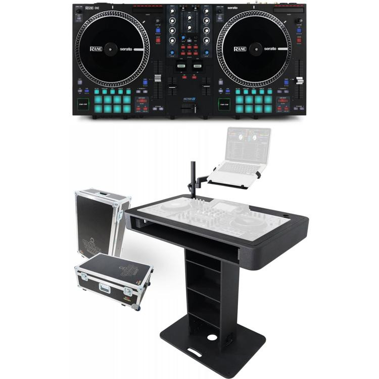 Rane One 2-channel Motorized DJ Controller and ProX Black DJ Podium ...