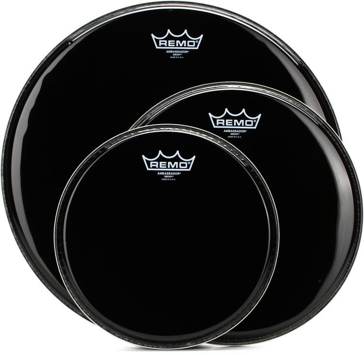 Remo Ambassador Ebony 3-piece Tom Pack - 10/12/16 inch | Sweetwater