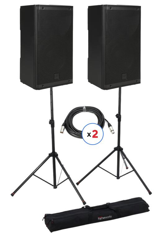 RCF ART 910A 2,100W 10" Powered Speaker (Pair) Stand Bundle | Sweetwater