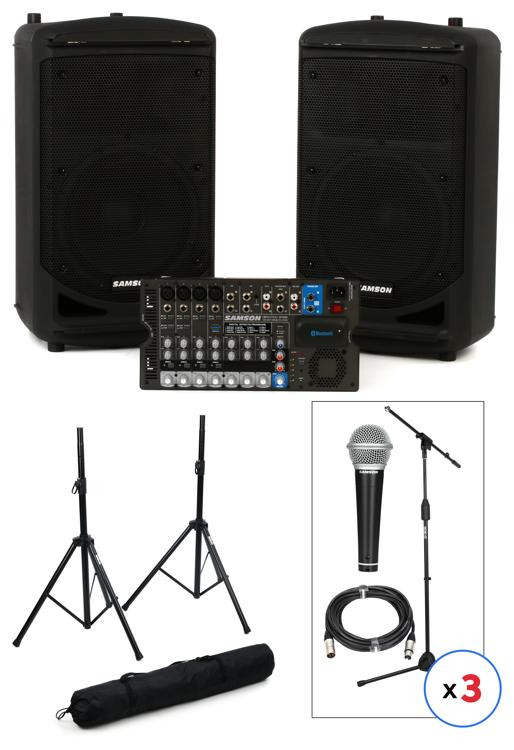 Samson Expedition XP1000 10-channel 1,000W Portable PA 3 Person Bundle ...