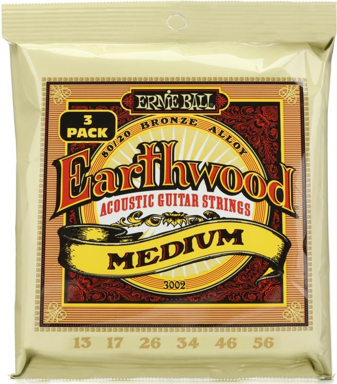 Ernie Ball 3002 Earthwood 80/20 Bronze Acoustic Guitar Strings - .013 ...