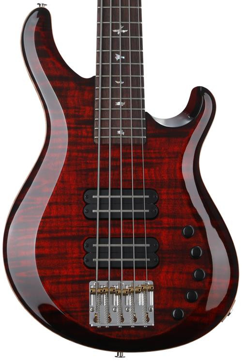PRS Grainger 5-string Bass Guitar - Fire Red Burst 10-Top with Rosewood ...