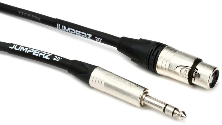 JUMPERZ JZTRSXF-20 XLR Female to 1/4-inch TRS Male Studio Patch Cable - 20 foot | Sweetwater