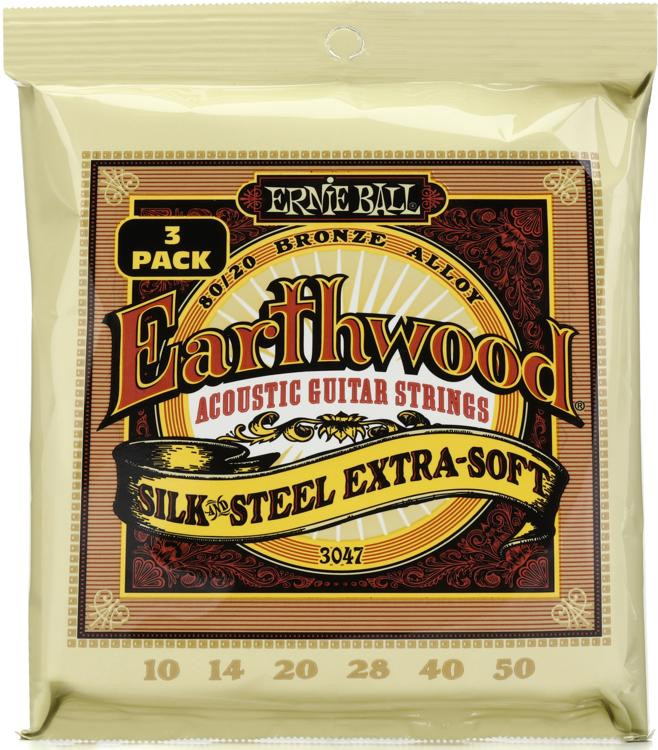 Ernie Ball 3047 Earthwood 80/20 Bronze Acoustic Guitar Strings - .010 ...