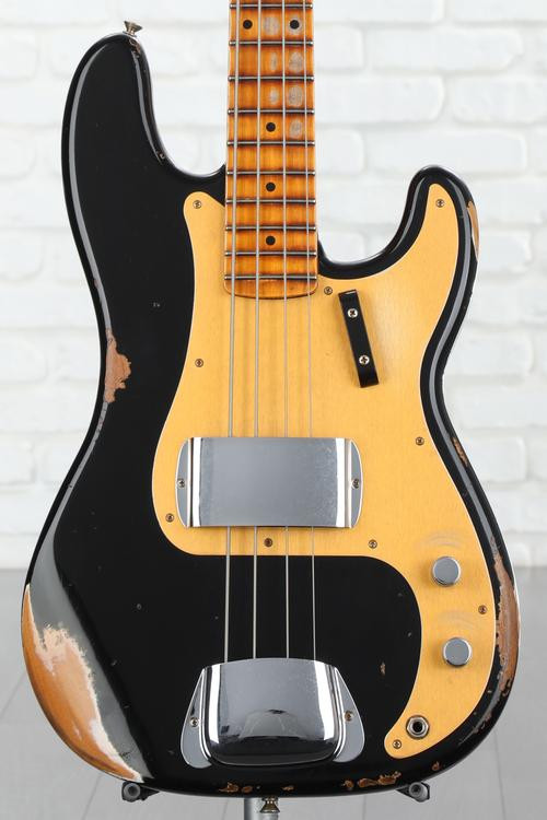 Fender Custom Shop '58 Precision Bass Heavy Relic - Aged Black | Sweetwater
