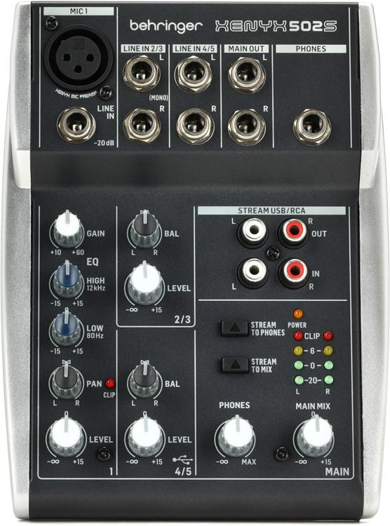 Behringer Xenyx 502S 5-channel Analog Streaming Mixer | Sweetwater