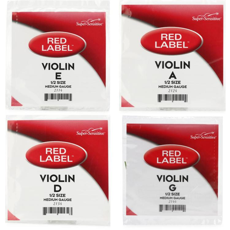 Super Sensitive 2114 Red Label Violin String Set Bundle 1 2 Size