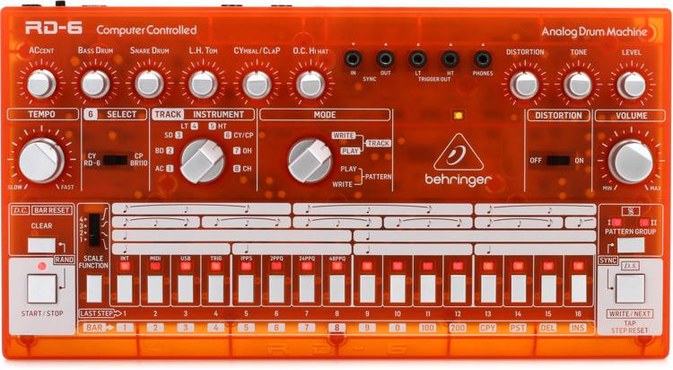 Behringer RD-6-TG Analog Drum Machine - Orange Translucent | Sweetwater