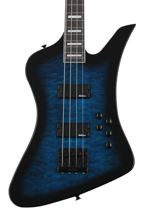 Jackson Kelly Bird JS3Q Bass Guitar - Transparent Blue Burst | Sweetwater