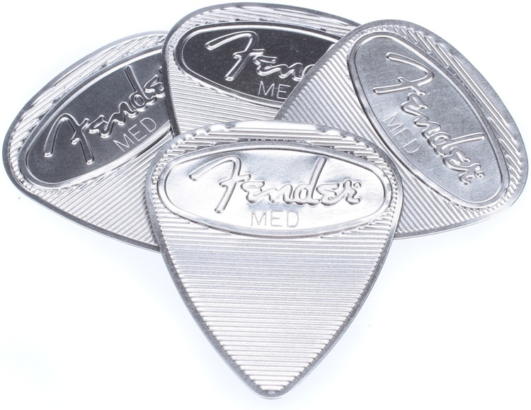Fender Steel Pick 4-Pack - Medium | Sweetwater