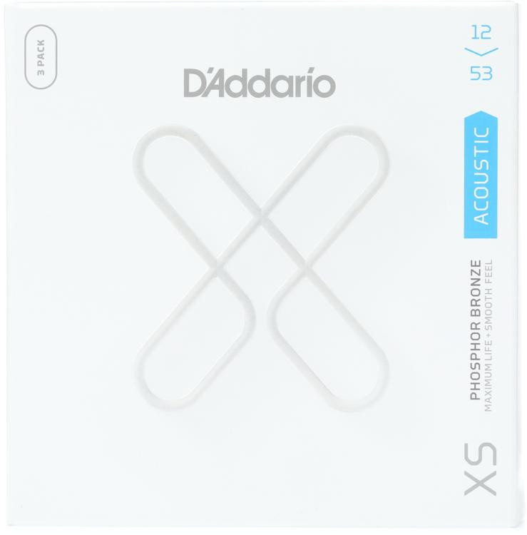 D'Addario XSAPB1253 Phosphor Bronze Coated Acoustic Guitar Strings - .012-.053 Light (3-pack ...
