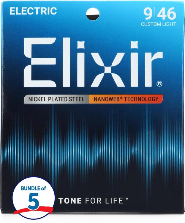 Elixir Strings 12027 Nanoweb Electric Guitar Strings - .009-.046 Custom ...