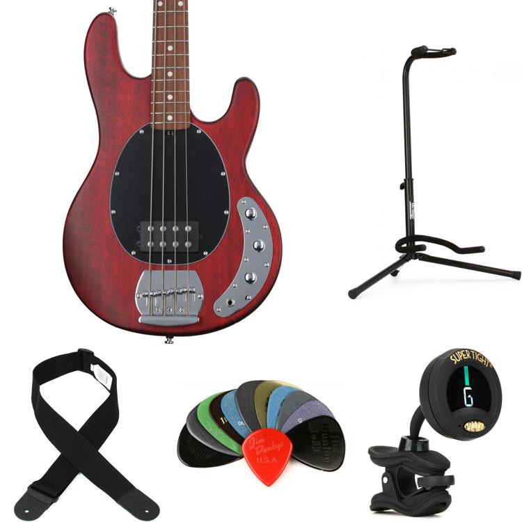 Sterling By Music Man StingRay RAY4 Dent 'n' Scratch Bass Guitar Essentials Bundle - Walnut ...