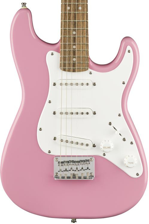 Squier Mini Strat Electric Guitar - Pink with Laurel Fingerboard ...