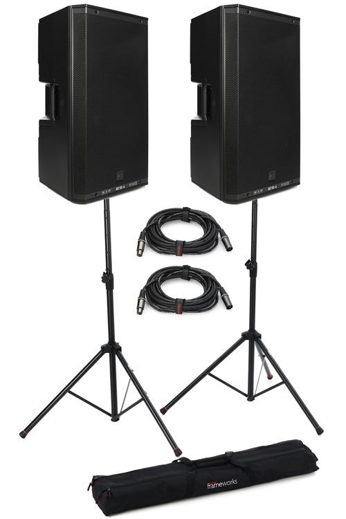 RCF ART 915A 15-inch Active Speaker (Pair) Stand Bundle | Sweetwater