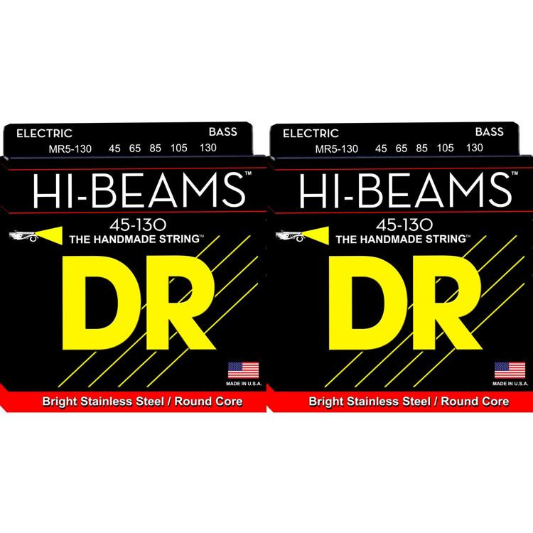 DR Strings MR5-130 Hi-Beam Stainless Steel Bass Guitar Strings - .045 ...