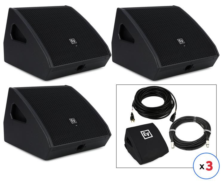 Electro-Voice PXM-12MP 700W 12 inch Powered Floor Monitor Triple Bundle ...