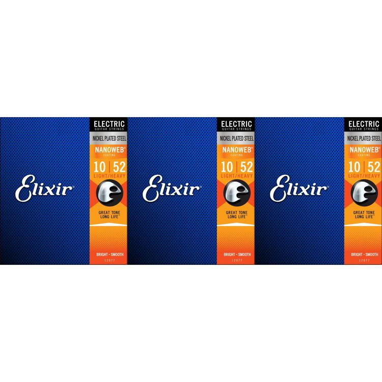 Elixir Strings 12077 Nanoweb Electric Guitar Strings 010 052 Light