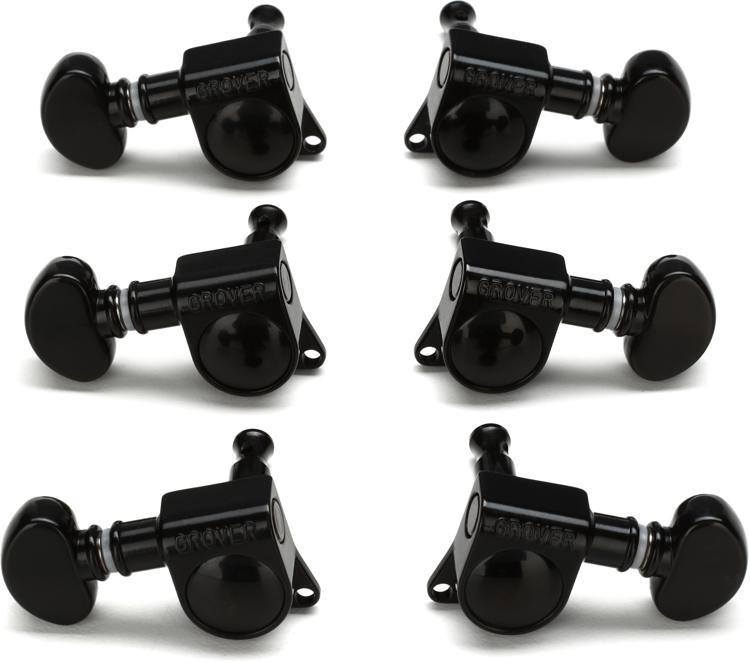 Grover Mid-Size Rotomatic Tuners - 3+3 - Black Chrome | Sweetwater