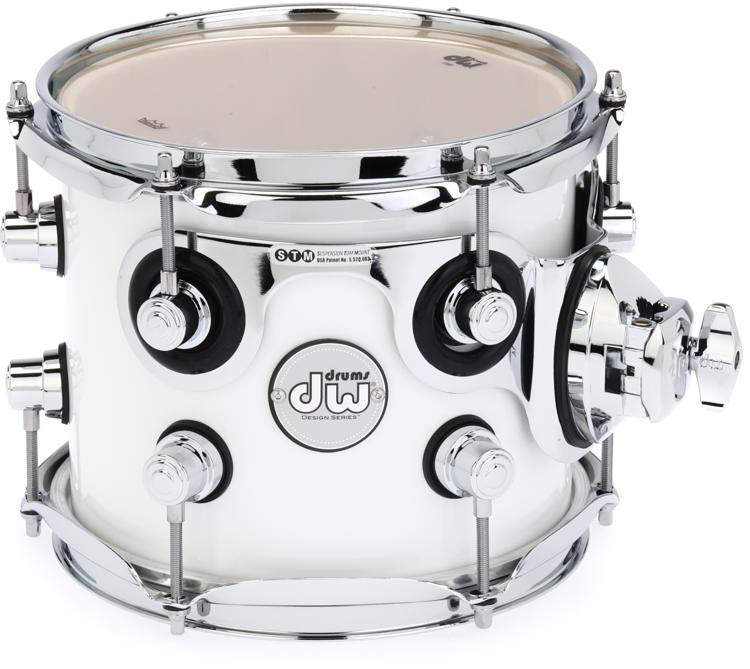 DW Design Series Mounted Tom - 7-inch x 8-inch - Gloss White | Sweetwater