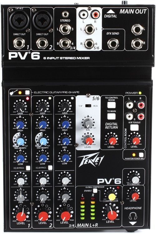 Peavey PV 6 v2 Mixer with USB | Sweetwater