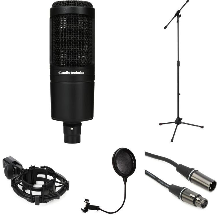 Audio-Technica AT2020 Microphone Bundle with Shockmount, Stand, and ...