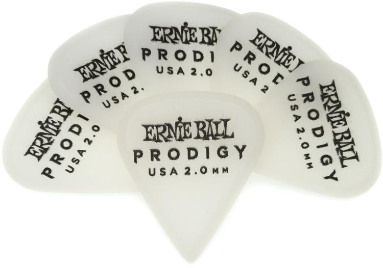 Ernie Ball Prodigy Guitar Picks 2.0 mm White Sharp (6-pack) | Sweetwater