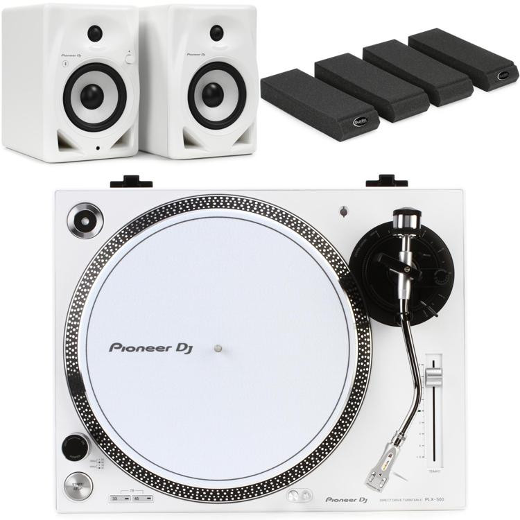 Pioneer DJ PLX-500 Direct Drive Turntable with Active Speakers and Foam ...