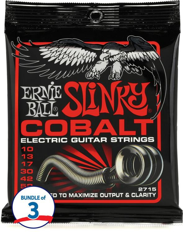 Ernie Ball 2715 Skinny Top/Heavy Bottom Slinky Cobalt Electric Guitar Strings - .010-.052 (3 ...