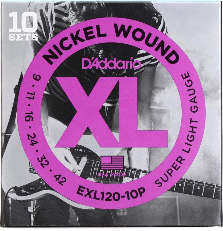 D'Addario EXL120 XL Nickel Wound Electric Guitar Strings - .009-.042 ...