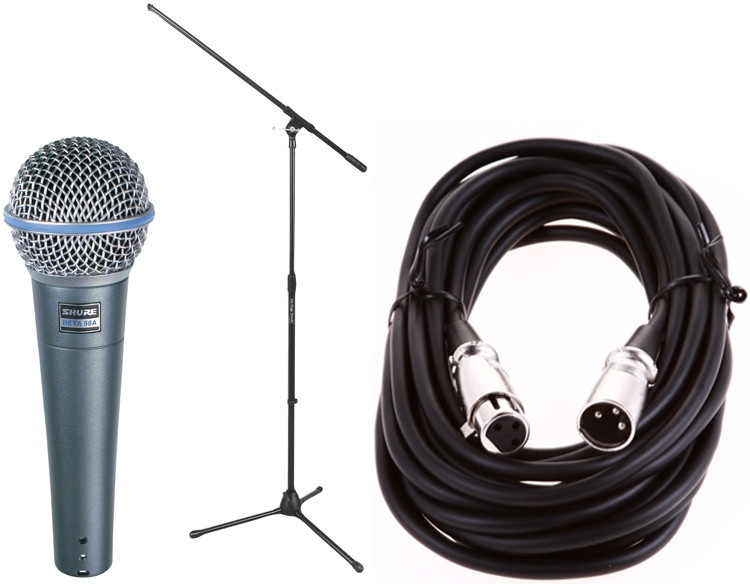 Shure Beta 58a Vocal Mic Bundle - Mic with Stand & Cable | Sweetwater