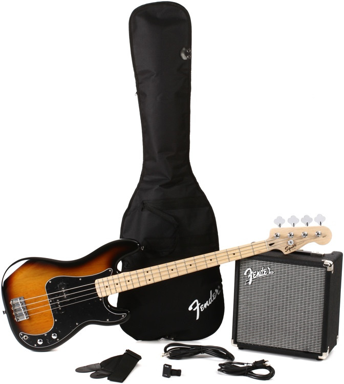 Squier Precision Bass Pack with Rumble 15 Amplifier - Brown Sunburst ...