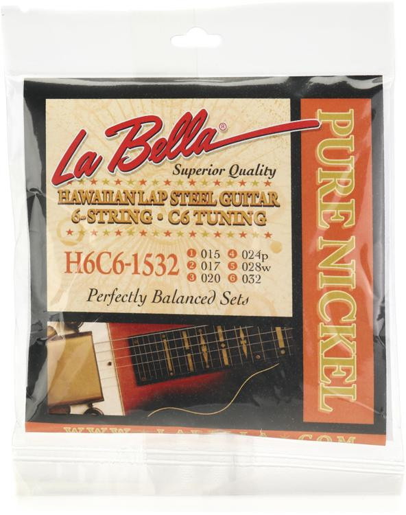 La Bella H6C6-1532 Pure Nickel Hawaiian Lap Steel Guitar Strings - C6 ...