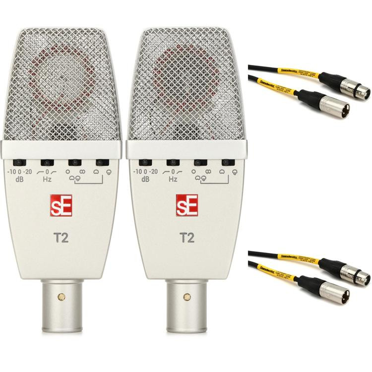 sE Electronics T2 Matched Pair Bundle with Stands and Cables | Sweetwater