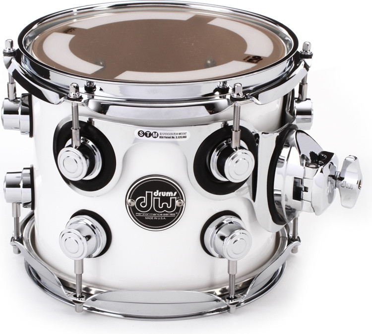 DW Performance Series Mounted Tom - 7"x8" - Gloss White Finish Ply ...