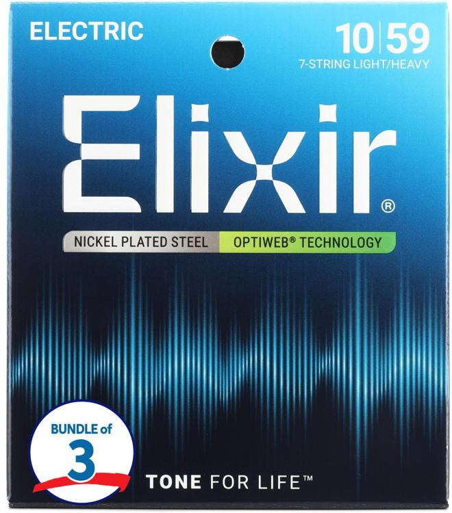 Elixir Strings 19074 Optiweb Electric Guitar Strings - .010-.059 Light ...