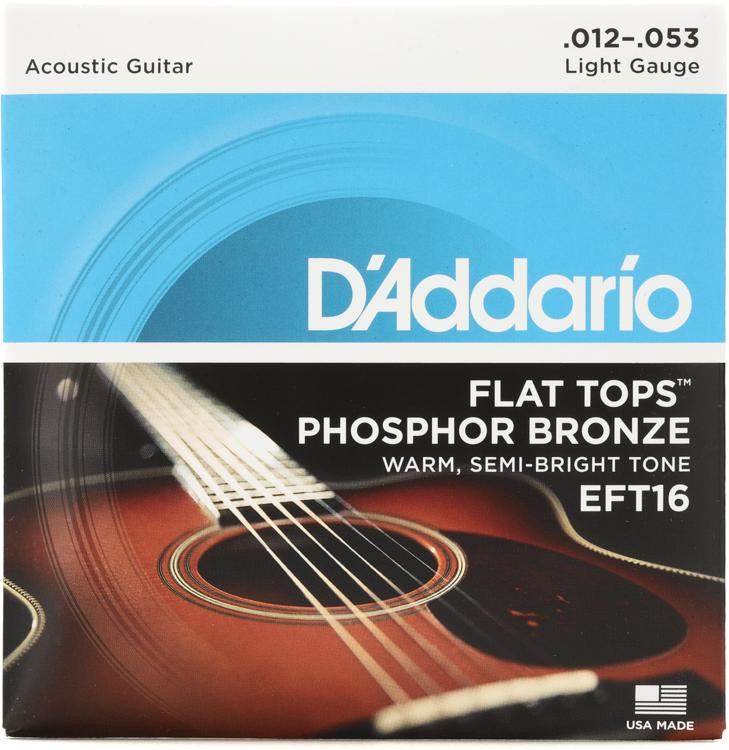 D'Addario EFT16 Flat Tops Phosphor Bronze Acoustic Guitar Strings - .012-.053 Light | Sweetwater