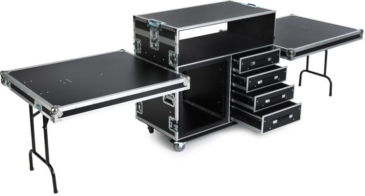 ProX Mixing Console Workstation with with Dual Side Tables and Drawer ...