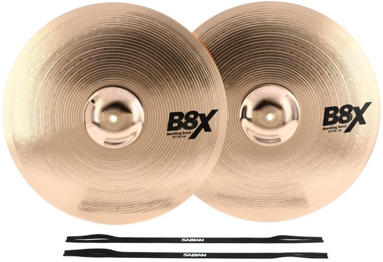 Sabian B8X Marching Band Hand Cymbals (Pair) - 18-inch | Sweetwater