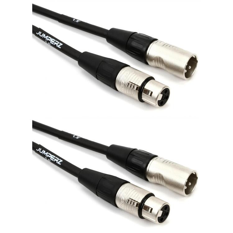 JUMPERZ JBM-1.5 Blue Line Microphone Cable - 1.5 foot (2-Pack) | Sweetwater