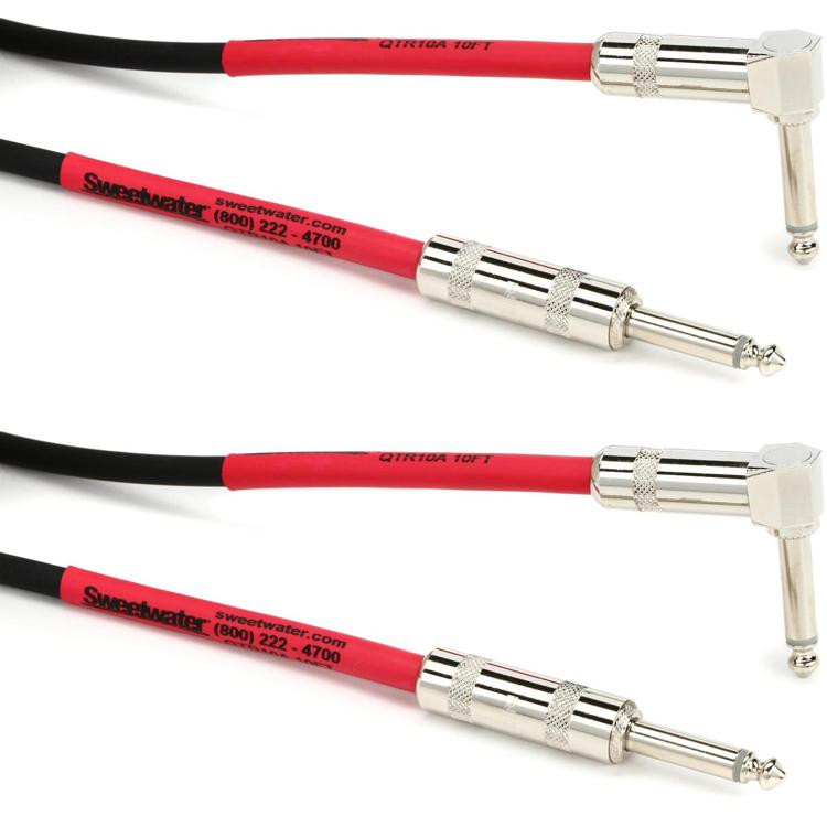 Pro Co EGL-10 Excellines Straight to Right Angle Instrument Cable - 10 foot (2-pack) | Sweetwater