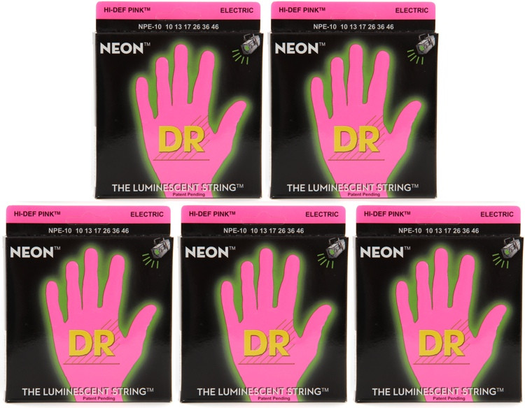 DR Strings NPE-10 Neon Hi-Def Pink K3 Coated Medium Electric Guitar ...