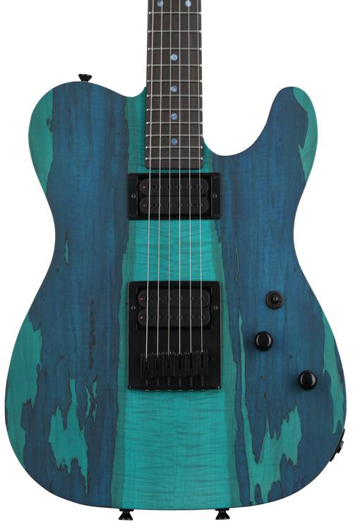 Schecter USA PT Custom HH Electric Guitar - Blue Stained Spalted Maple ...