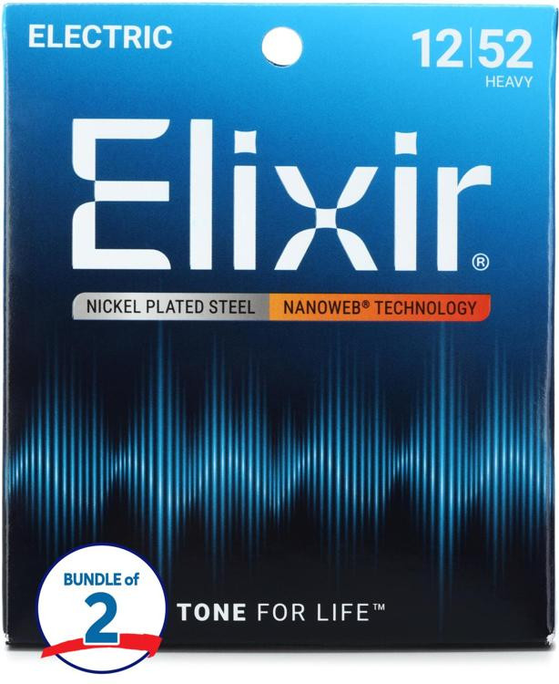 Elixir Strings 12152 Nanoweb Electric Guitar Strings - .012-.052 Heavy ...
