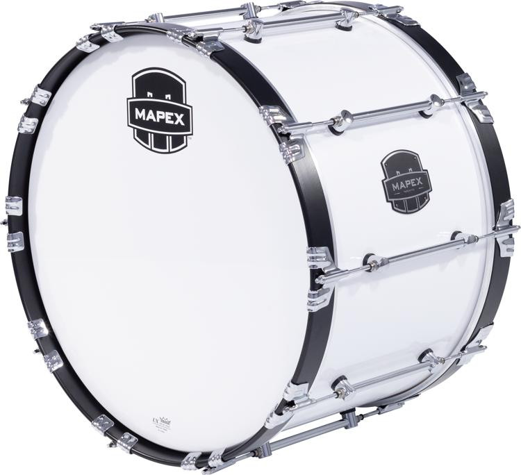 Mapex Quantum Mark II Marching Bass Drum - 14 inches x 24 inches, Gloss White | Sweetwater