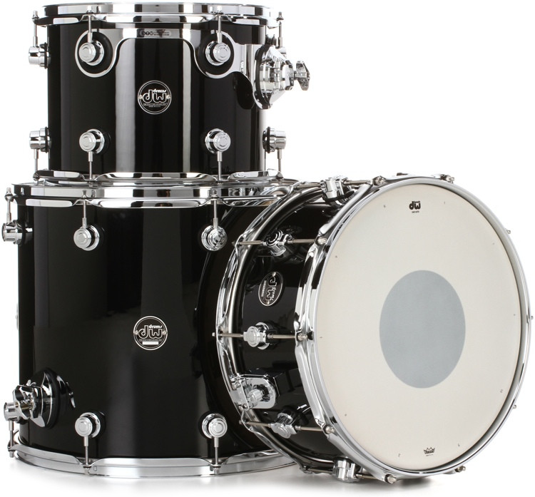 DW Performance Series 3-piece Tom/Snare Pack - Gloss Black Finish Ply ...